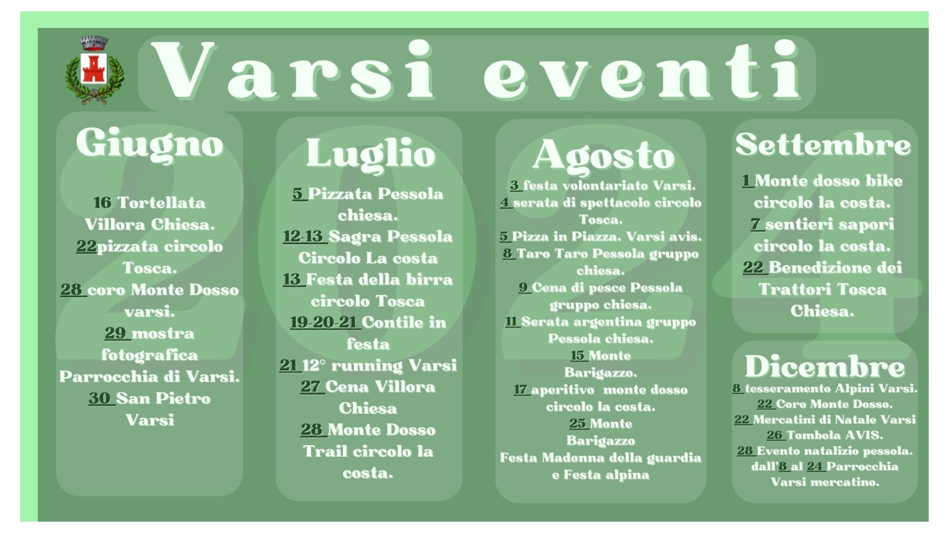 Calendario manifestazioni e feste a Varsi 2024 | Comune di Varsi